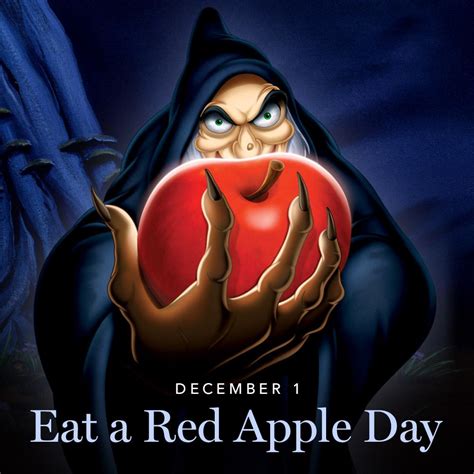 만화 디즈니 백설공주와 일곱 난쟁이 빨간 사과를 먹는 날 기념 일러스트 