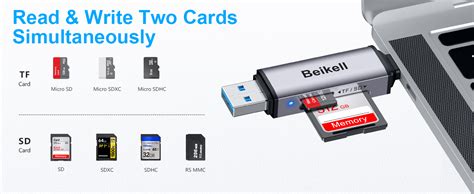 Beikell Sd Card Reader Dual Connector Usb C Card Reader Mini Usb 3 0 Memory Card Adapter