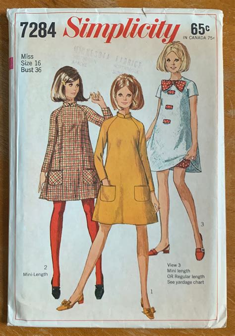 Vintage 1960s Sewing Pattern B36 Womens Mod Dress In Two Lengths And