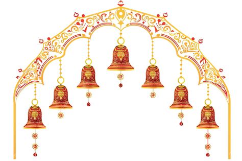 Temple Bells Hanging From A Decorative Arch Rath Yatra Background