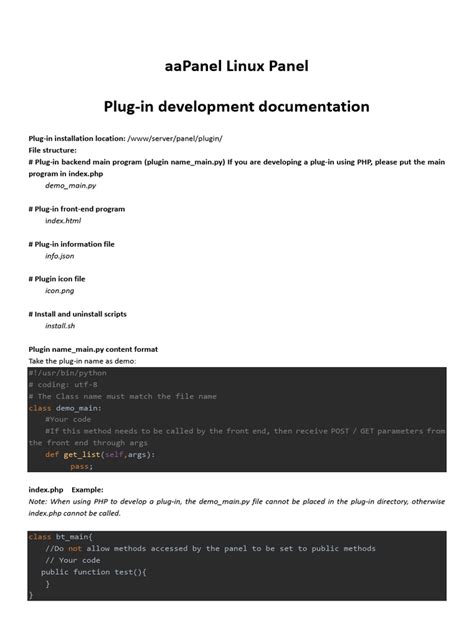 Aapanel Linux Panel Plug In Development Documentation V11 Pdf