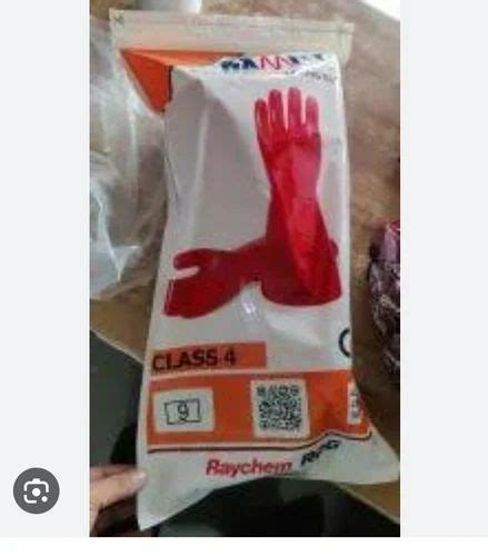 Plain Latex Raychem Electric Safety Hand Gloves Class 4 For Electrical
