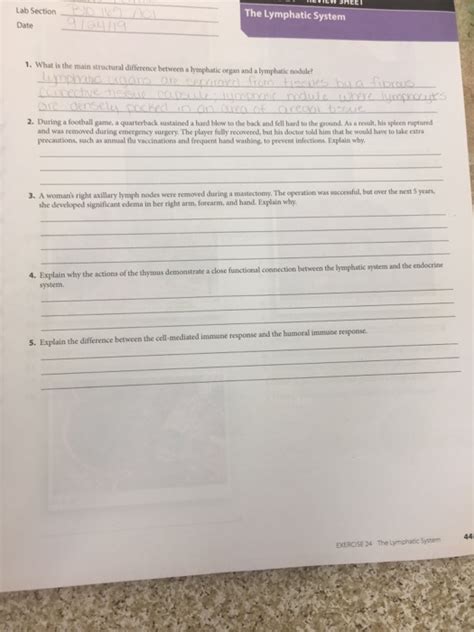 Solved Lab Section The Lymphatic System Date What Is The Chegg Com