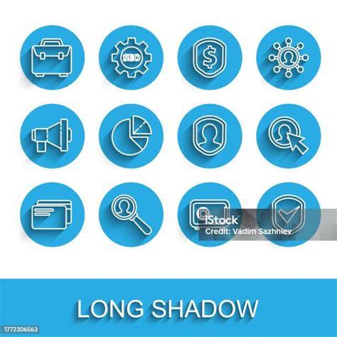 라인 신용 카드 검색 사람들을위한 돋보기 서류 가방 금고 확인 표시가있는 방패 파이 차트 인포 그래픽 남자 비즈니스 정장 및 보호 아이콘의 사용자 벡터 가방에 대한 스톡