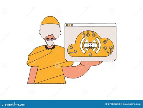 He Grasps The Iot Symbol Tightly In His Palms Vector Illustration 272839250