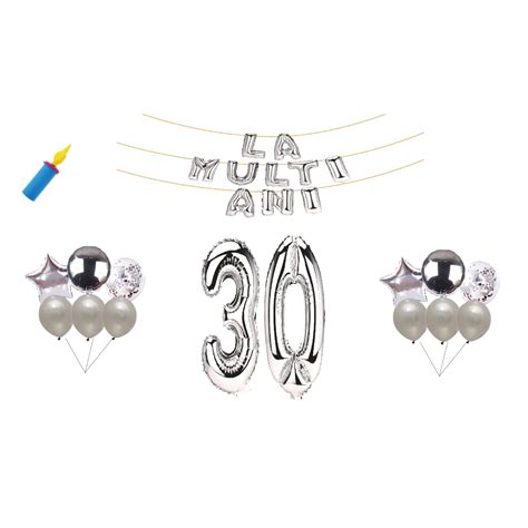 Комплект балони за рожден ден 30 години честит рожден ден сребро подарък за торта 30 бр