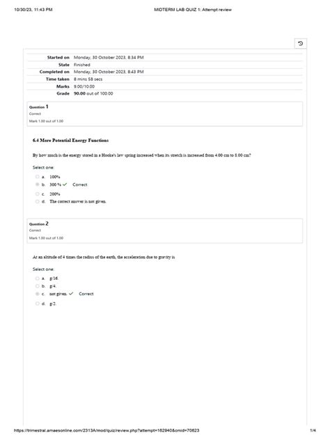 Midterm Lab Quiz 1 Attempt Review 90 Pdf