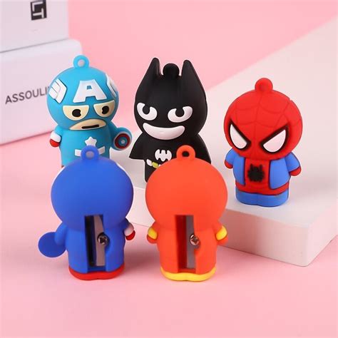 1pcs Creative Marvel Series Soft Rubber Mini Pencil Sharpener Spider