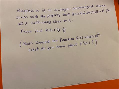 solved for suppose a is an arclength parametrized space
