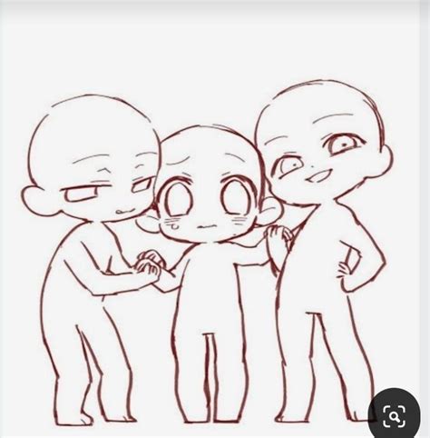 Trio Template Drawing 3 People Chibi Poses Trio Art Template Trio Draw