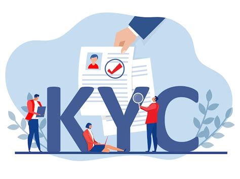 Kyc 또는 고객 개념의 신원을 확인하는 비즈니스로 고객을 알고 있습니다 프리미엄 벡터