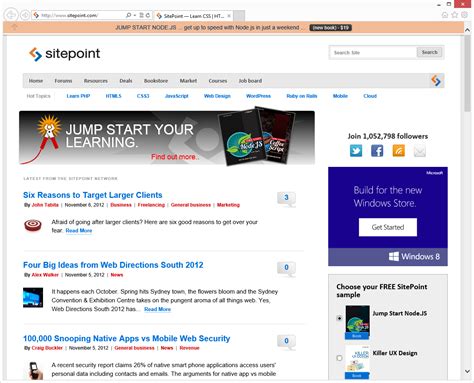 Internet Explorer 10 The Review — Sitepoint