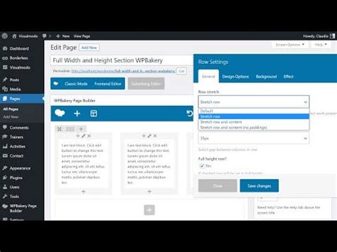 Create Full Width Or Height WordPress Sections With WPBakery Plugin