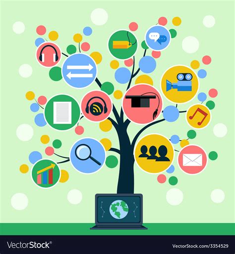 internet application icons tree concept royalty free vector