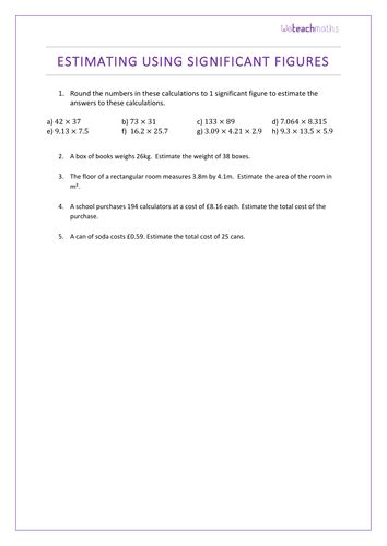 Rounding To Significant Figures Resources Tes