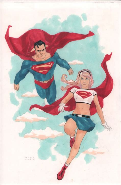 Superman And Supergirl Color Commission Signed Art By Phil Noto 2005