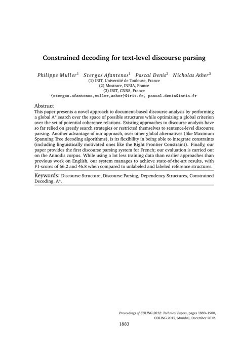 Pdf Constrained Decoding For Text Level Discourse Parsing