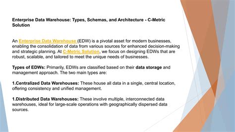 Enterprise Data Warehouse Types Schemas And Architecture Pdf