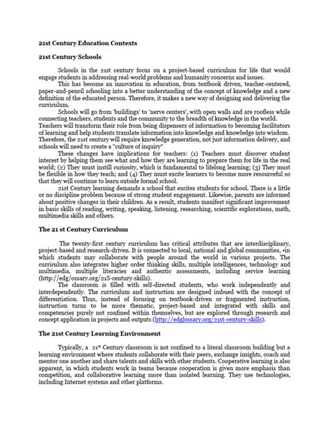 21st Century Education Contexts L1 Pdf Learning Curriculum