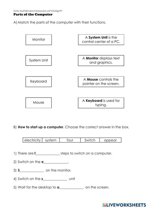 Parts Of Comput Free Interactive Worksheets 1356815