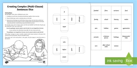 What Is A Complex Sentence Complex Multi Clause Sentence Dice Activity