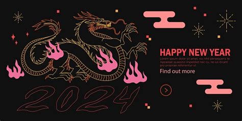 바우 하우스 중국어 2024 새해 배너 간단한 현대 기하학적 모양 형태 및 윤곽선 용 초상화 달력 머리글 인사말 카드 포스터 인쇄 배경에 대한 대담한 형태의 그래픽 디자인