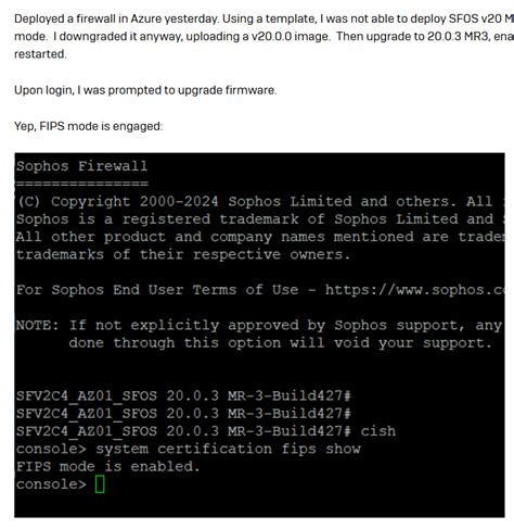 Fips Support Enabled But Firewall Is Prompting To Upgrade To V21 Discussions Sophos