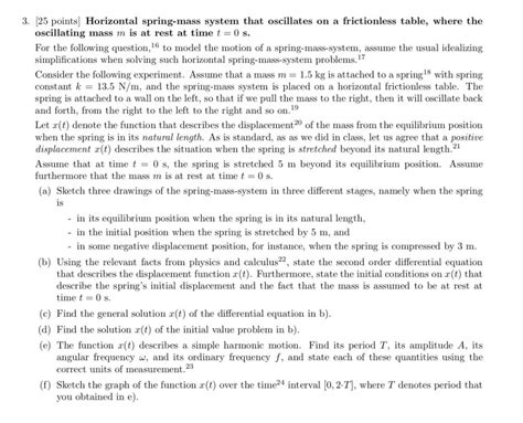 Solved 3 25 Points Horizontal Spring Mass System That