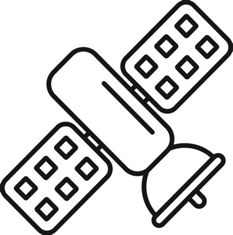 Space Satellite Orbiting Earth Transmitting Vector Image