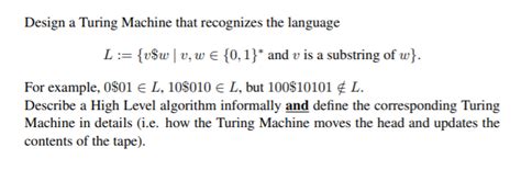 Design A Turing Machine That Recognizes The Language