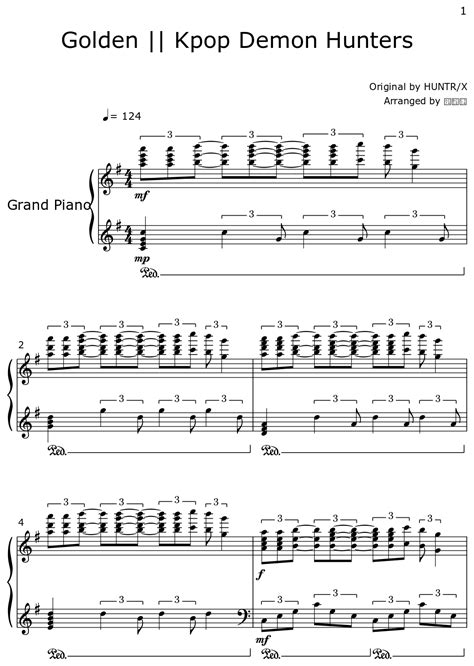Golden Kpop Demon Hunters Sheet Music For Piano