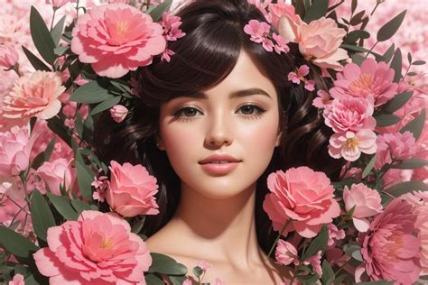 Premium Photo A Girl In The Flawer