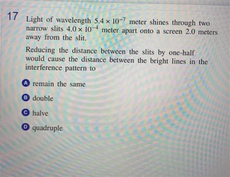 Solved Light Of Wavelength X Meter Shines Through Chegg Com