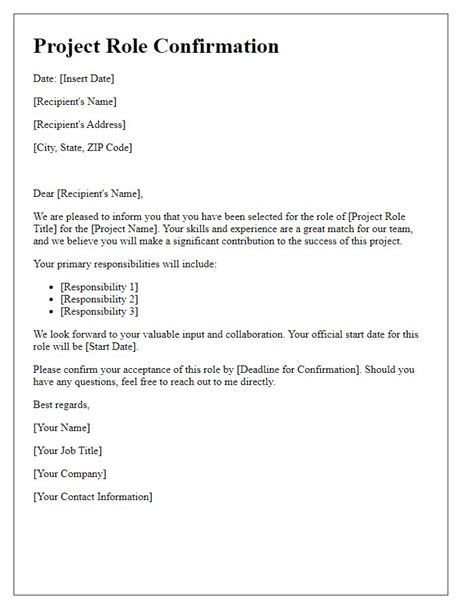 Letter Template For Project Assignment Confirmation Free Samples In Pdf Letterin