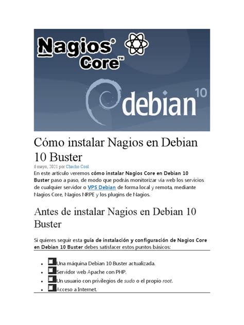 Cómo Instalar Nagios En Debian 10 Buster Pdf Contraseña Servidor