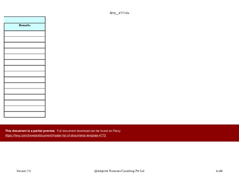 Excel Template Master List Of Documents Template Excel Template XLS Flevy