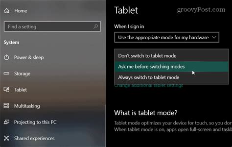 Stop Automatic Tablet Mode On Windows
