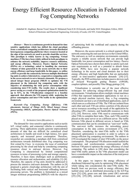 Pdf Energy Efficient Resource Allocation In Federated Fog Computing