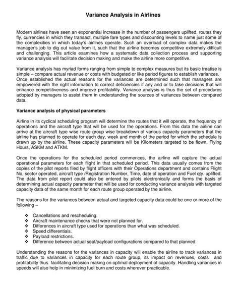 Free Sample Variance Analysis Templates PDF American Templates