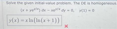 Solved Solve The Given Initial Value Problem The DE Is Chegg