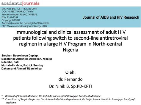 Immunological And Clinical Assessment Of Adult Hiv Pptx Infectious