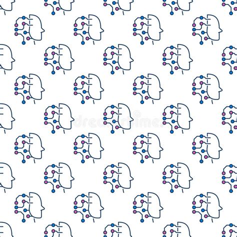 Ai Head Vector Innovation Technology Colored Seamless Pattern Stock