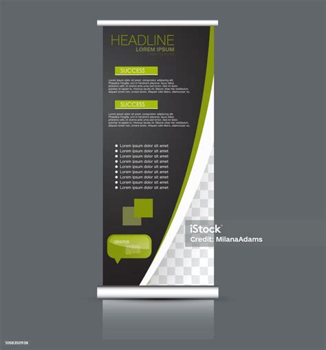 롤업 수직 배너 스탠드 템플릿입니다 비즈니스 교육 프레 젠 테이 션 광고에 대 한 추상적인 배경 개념 웹 배너에 대한 스톡 벡터 아트 및 기타 이미지 Istock