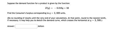 solved given x is number of items demand function
