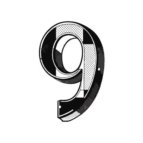 A Black And White Picture Of A Number 9 Premium Ai Generated Vector