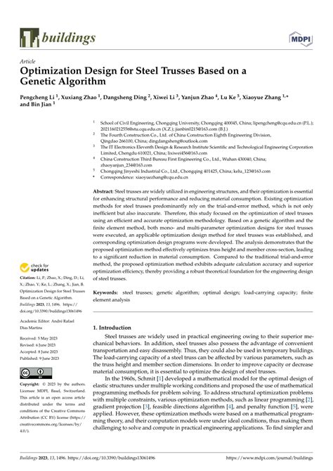 Pdf Optimization Design For Steel Trusses Based On A Genetic Algorithm
