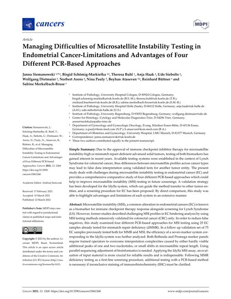 Pdf Managing Difficulties Of Microsatellite Instability Testing In