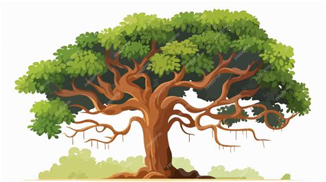 Detailed Tamarind Tree Flat Vector Illustration On White Background Premium Ai Generated Vector