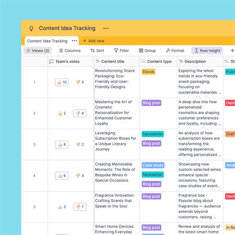 Content Idea Tracking Spreadsheet Template Retable