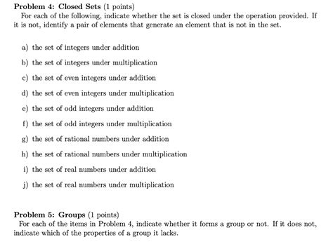 Solved Problem 4 Closed Sets 1 Points For Each Of The Chegg Com